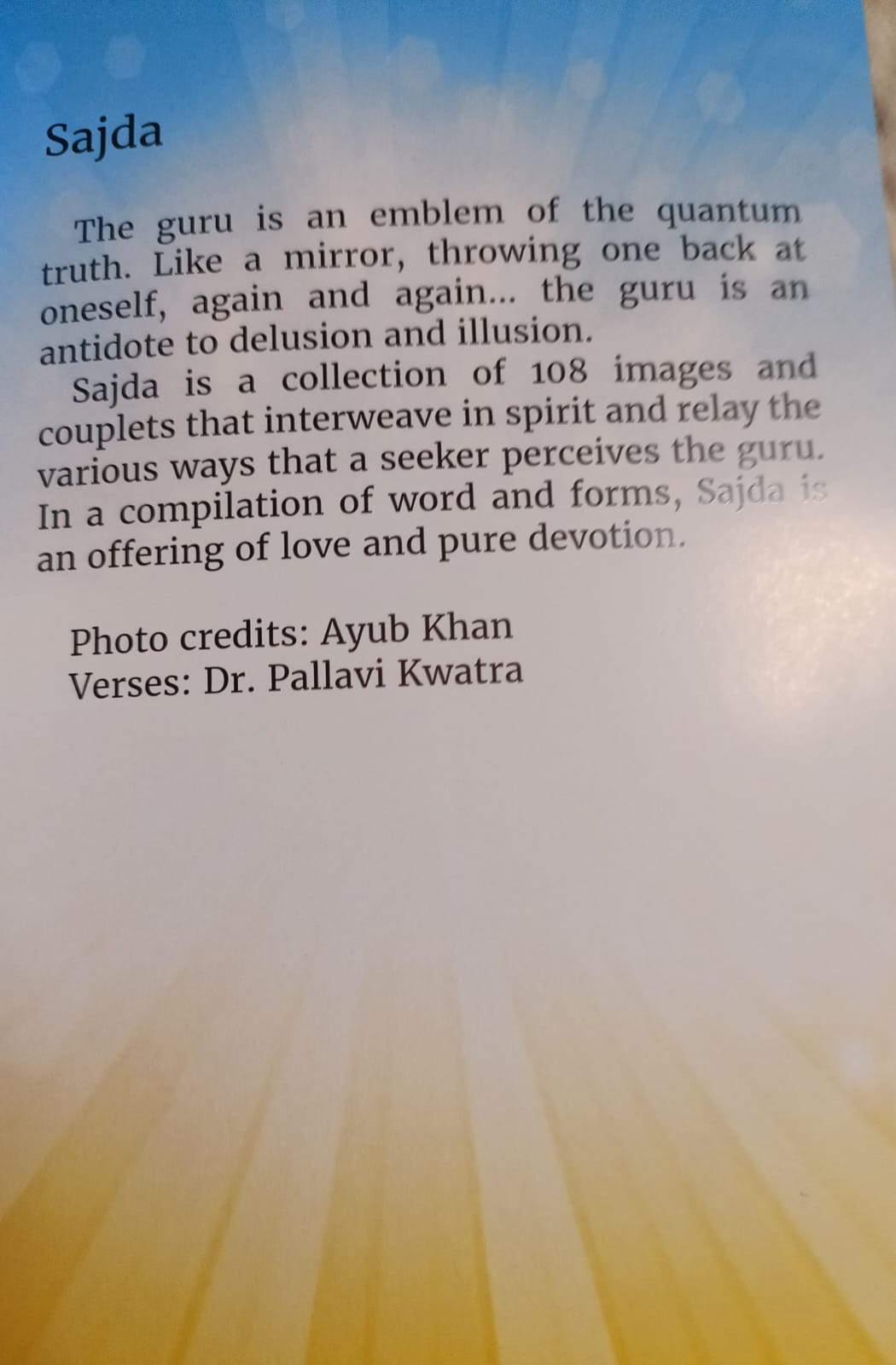 Sajda Book by Dr Pallavi Kwatra | Pictorial Book on Poem on Guru ...